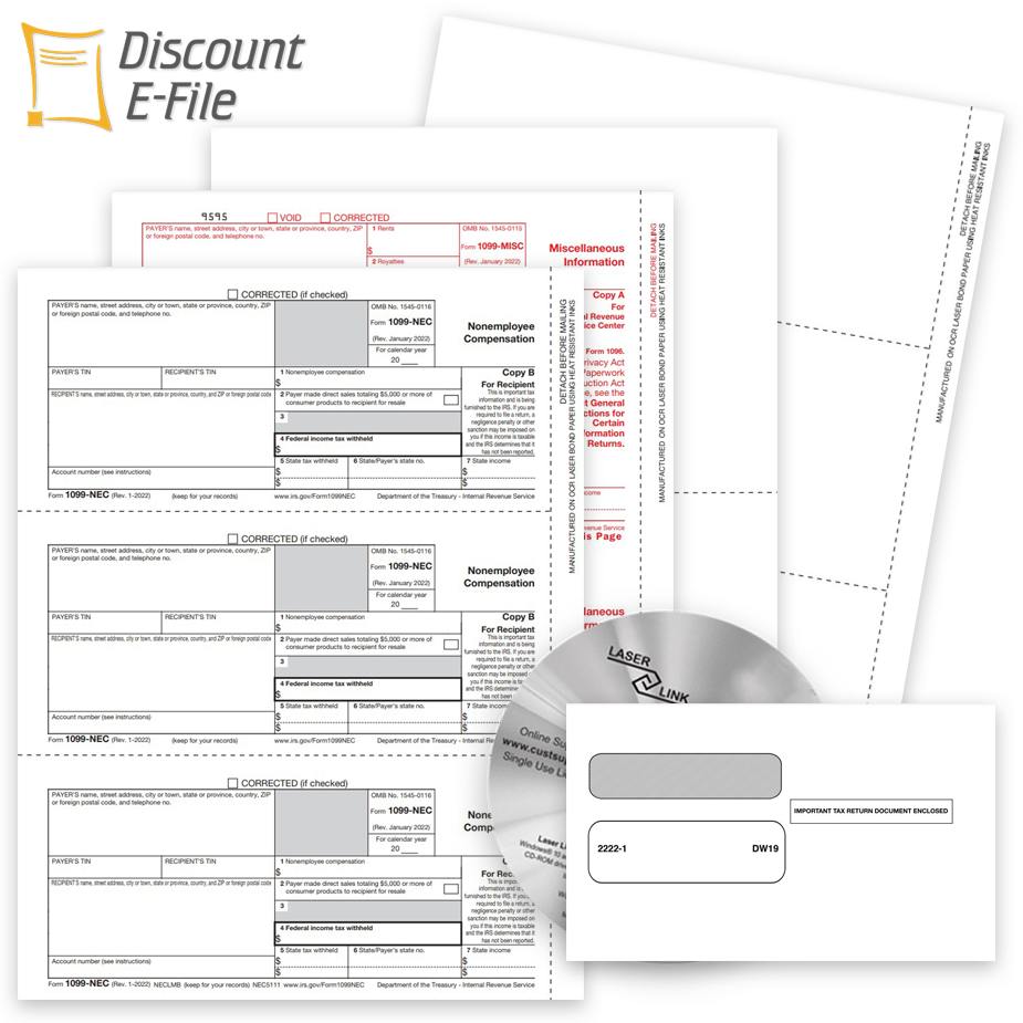 1099 Filing Forms, Envelopes, Software, E-file - DiscountTaxForms.com